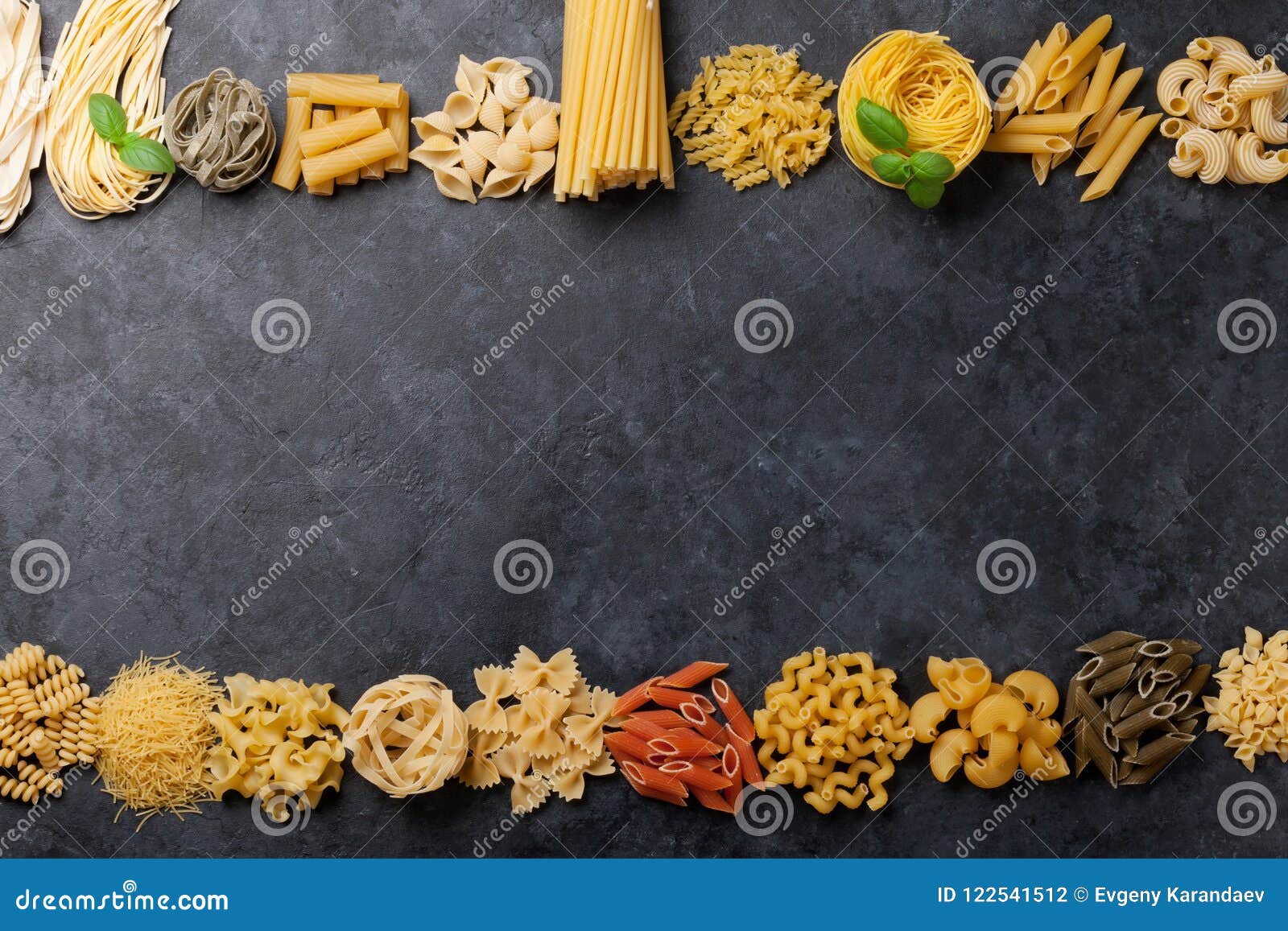 Various pasta stock photo. Image of slate, cooking, macaroni - 122541512