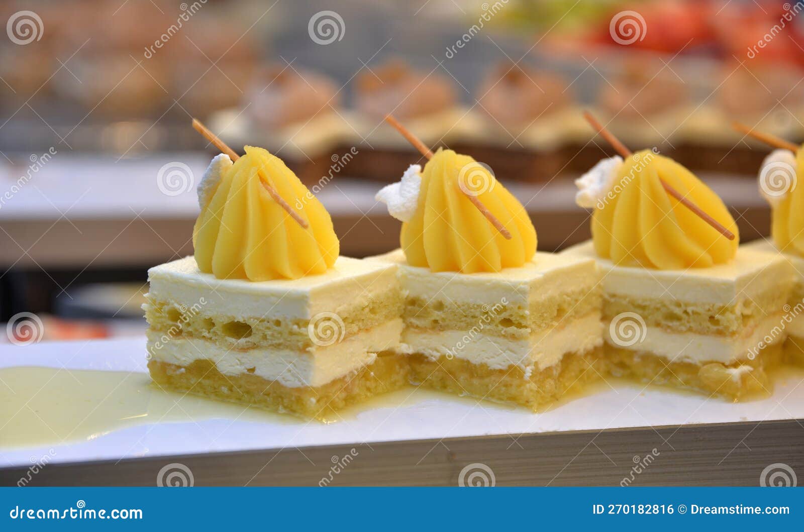 Various Pastry Pieces in Row on Plate. Stock Photo - Image of cooking ...