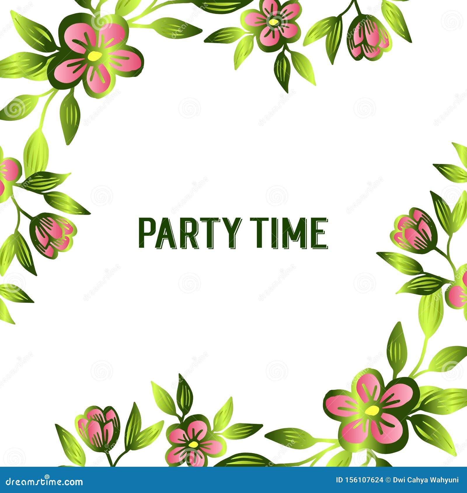Various Pattern Card Party Time, with Ornate of Leaf Wreath Frame ...