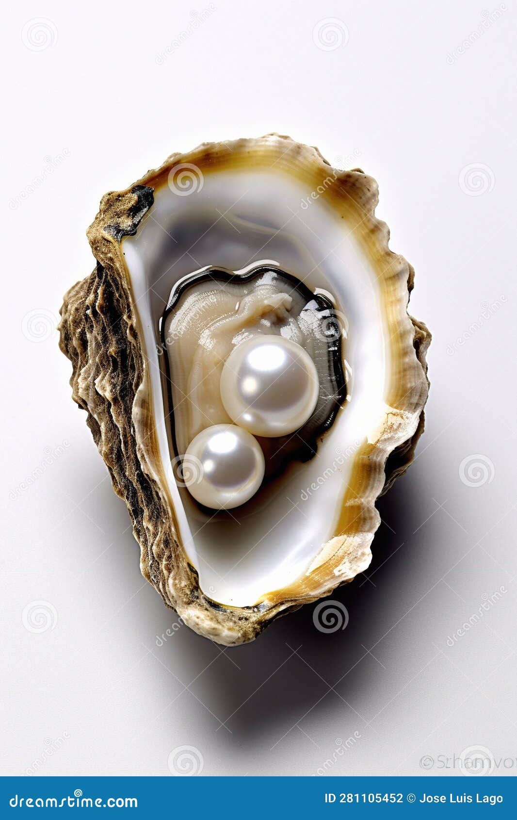 Various Pearls in Open Oyster on a White Background Stock Illustration ...