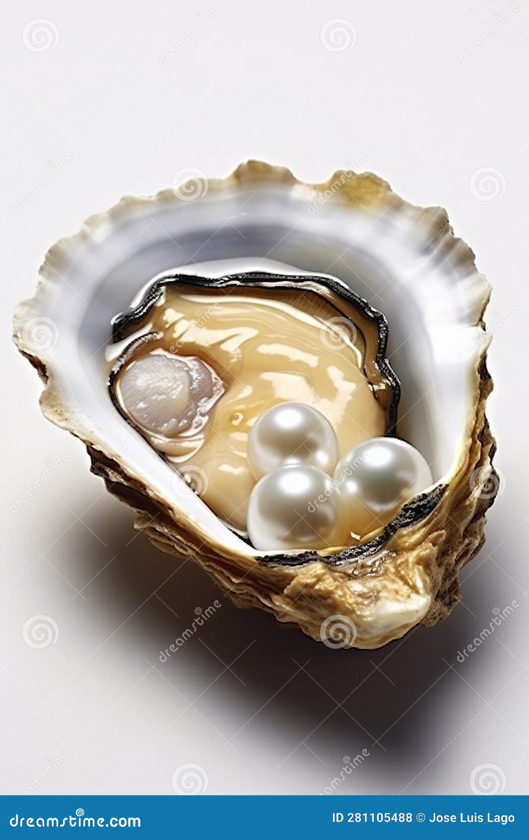 Various Pearls in Open Oyster on a White Background Stock Illustration ...