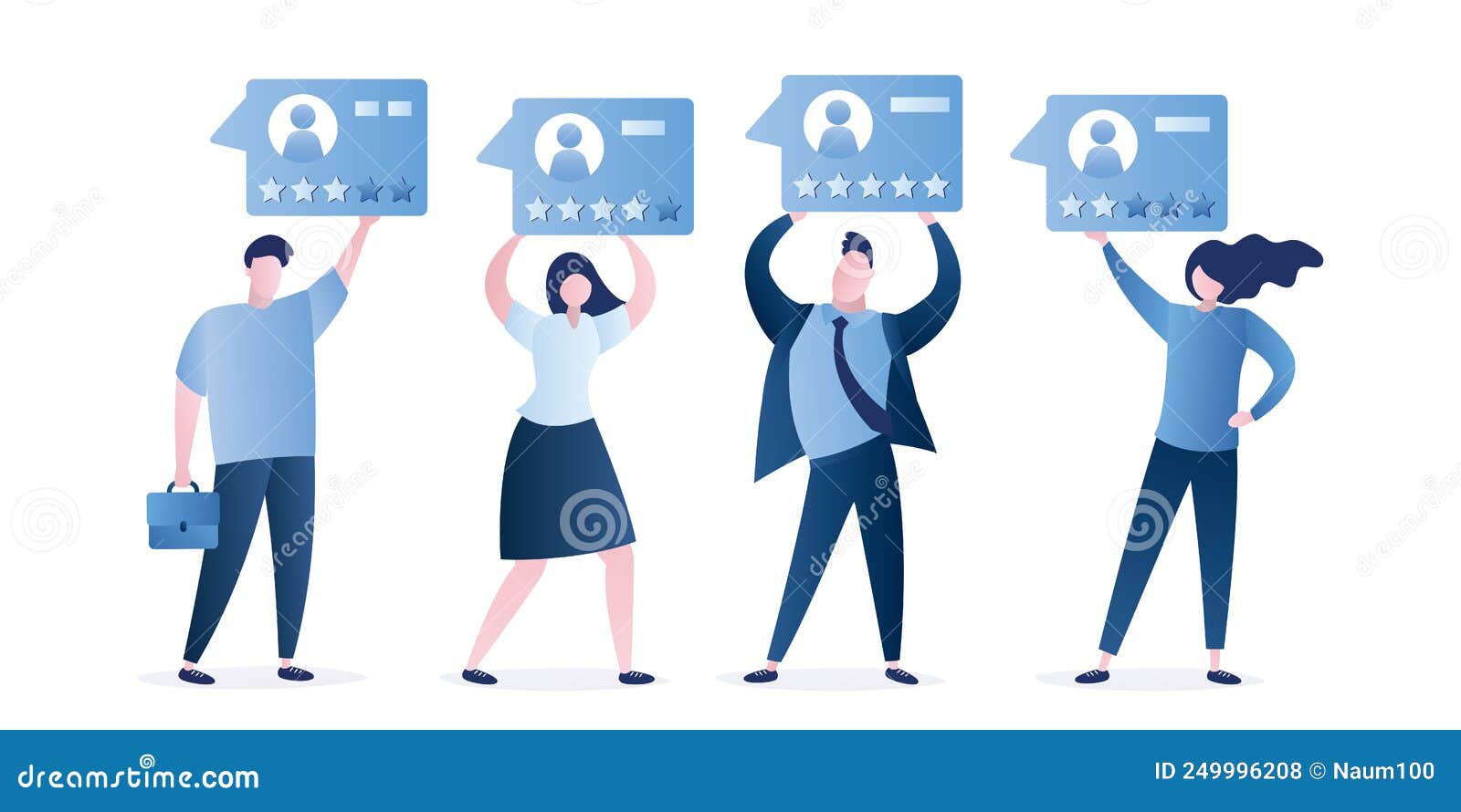 Various People Holding Messages Boards with Positive and Negative ...