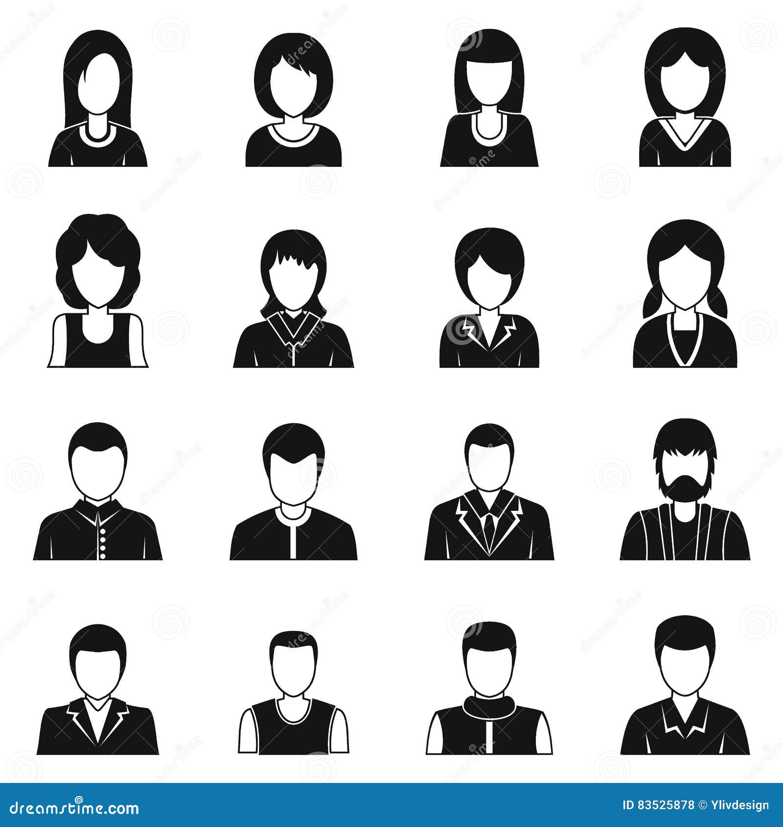 Various People Icons Set, Simple Style Stock Vector - Illustration of ...