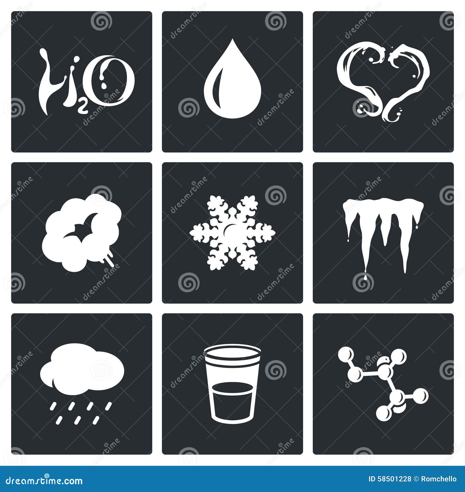 Various Physical State of Water Icons Set. Vector Illustration. Stock ...