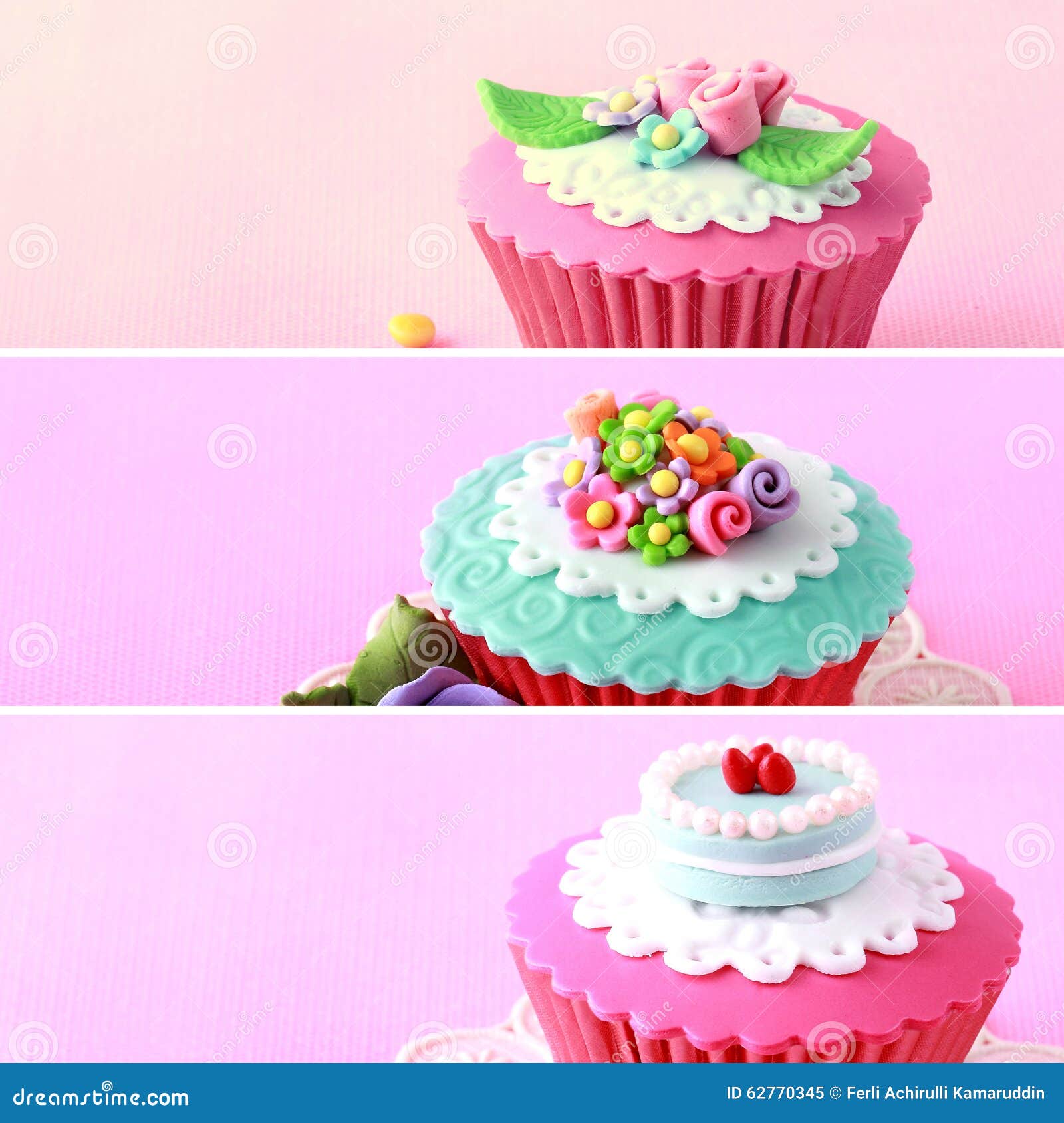Various Pinky and Red Cupcake, Close Up Stock Image - Image of candy ...