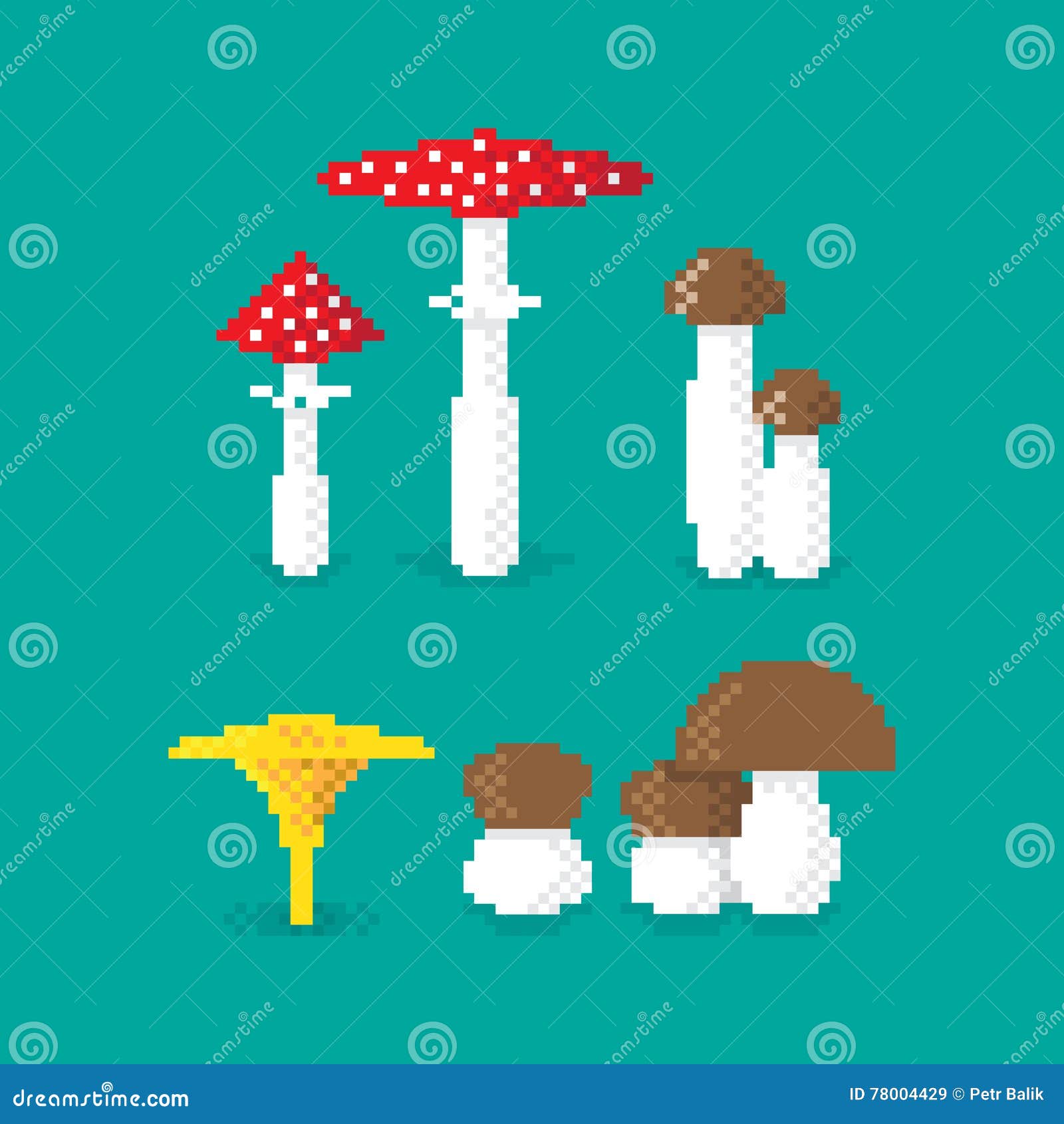 Various pixel Mushroom stock vector. Illustration of mushroom - 78004429