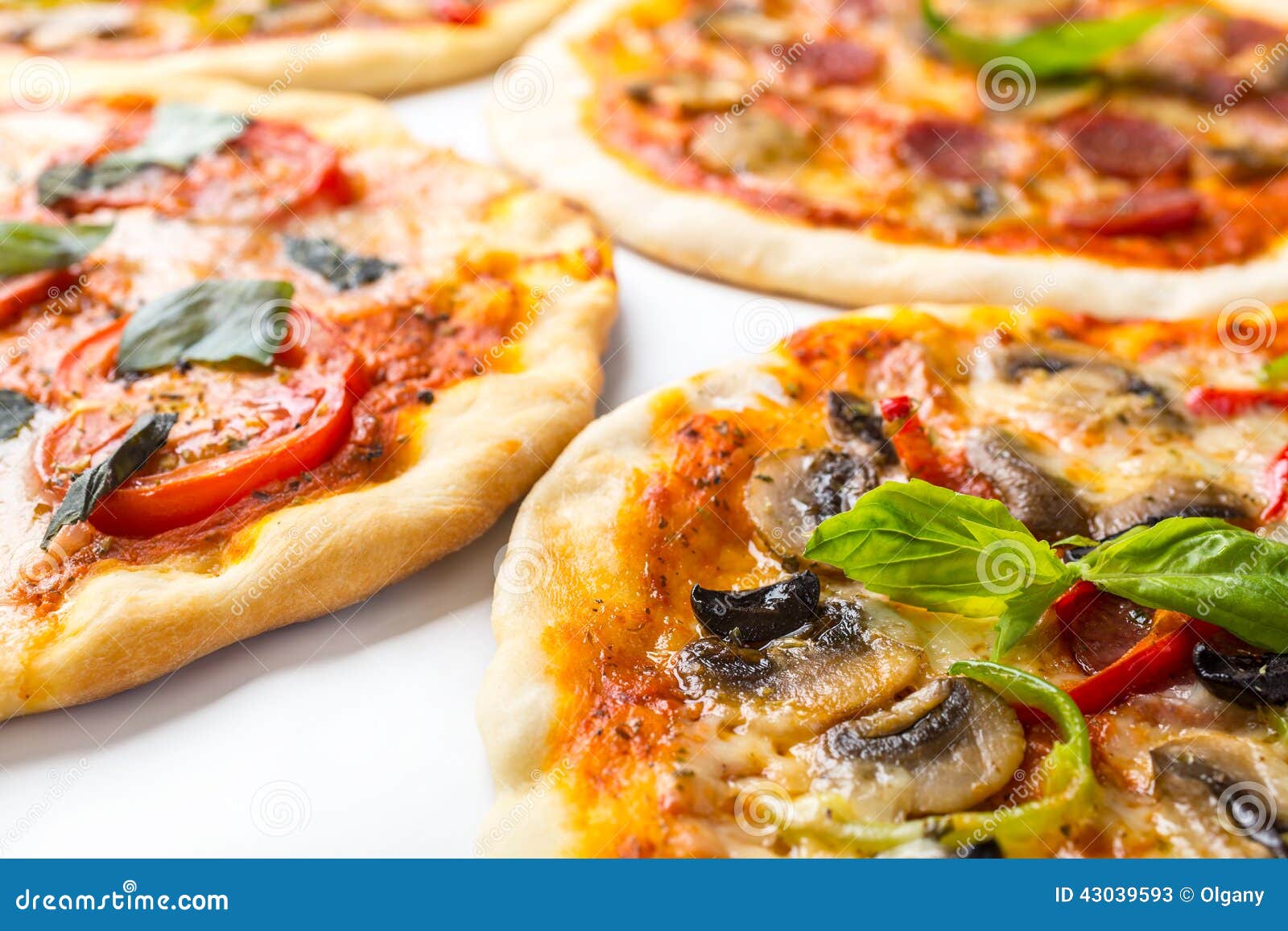 Various Pizzas stock image. Image of close, italian, mediterranian ...