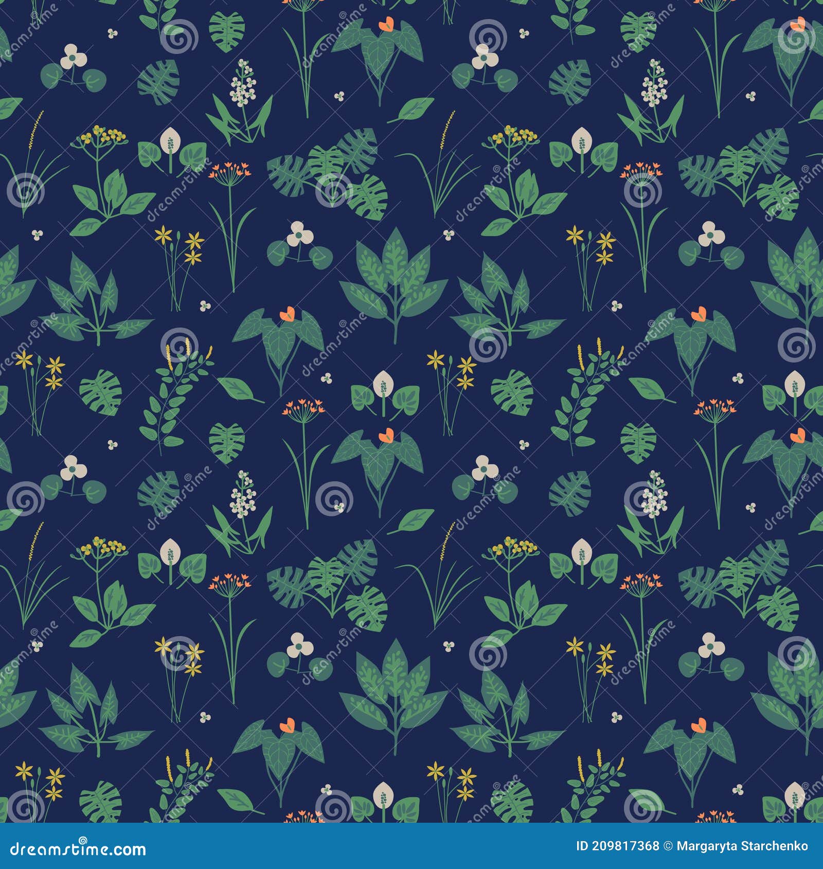 Various plants pattern stock vector. Illustration of fashionable ...