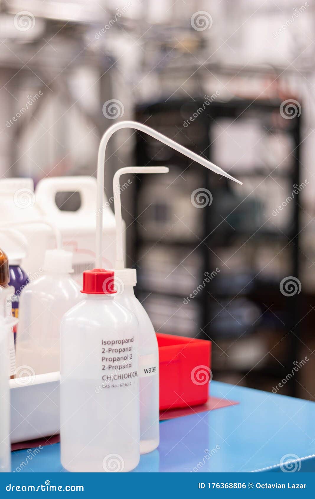 Various Plastic Bottle Chemical Containers in a Science Laboratory ...