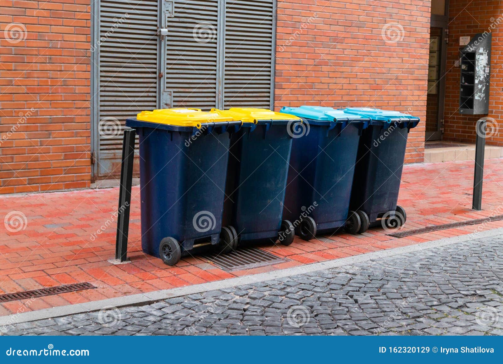 Various Plastic Garbage Containers with Colored Lids for ...