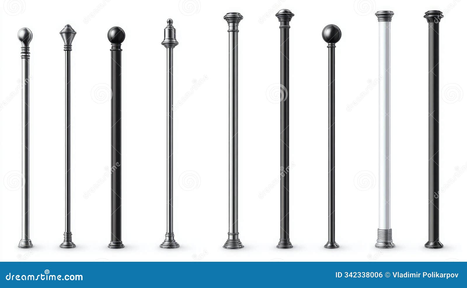 Various Pole Types on a Clean and Simple White Background, Ideal for ...