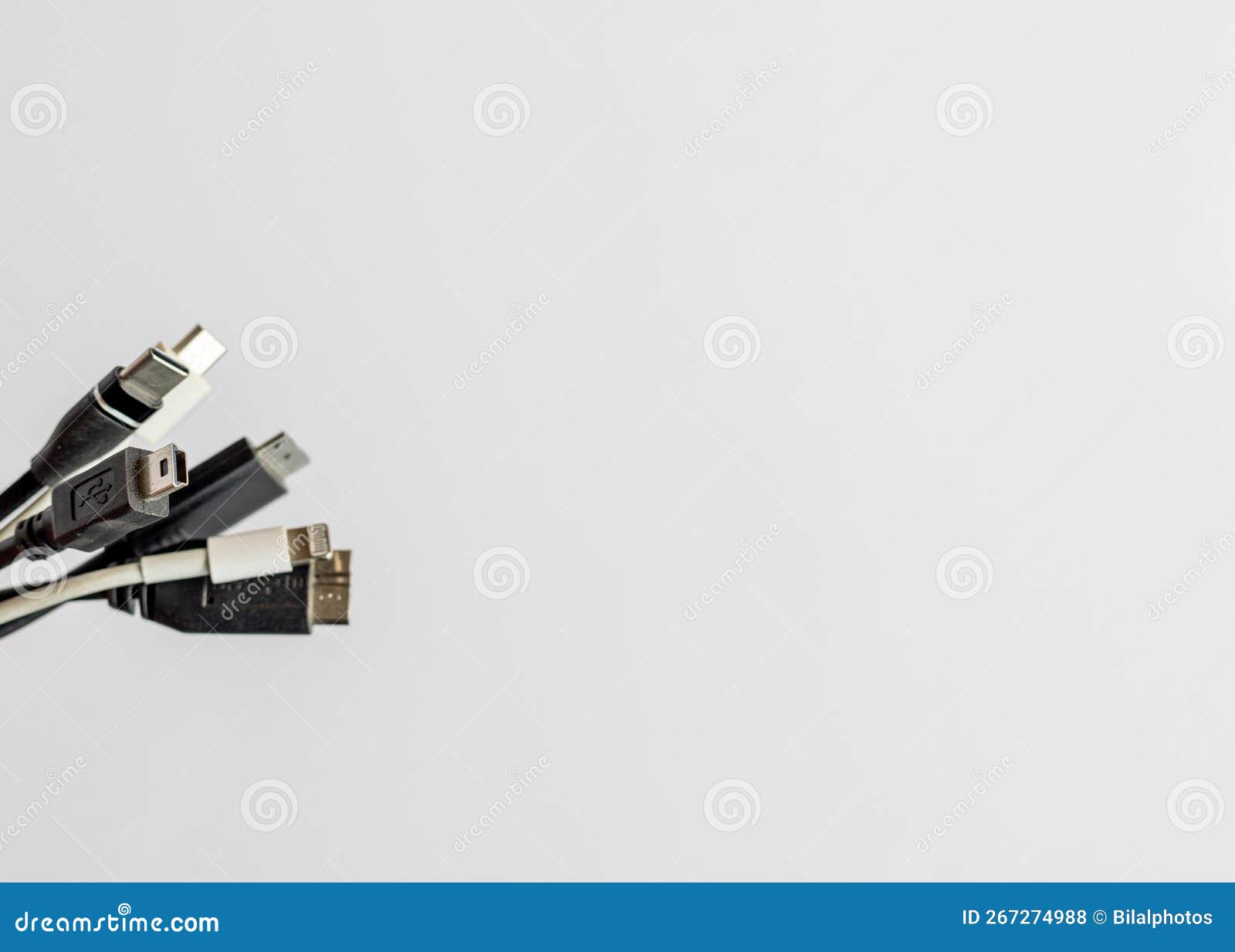Various Port of Charging Cables Isolated on White Background Stock ...