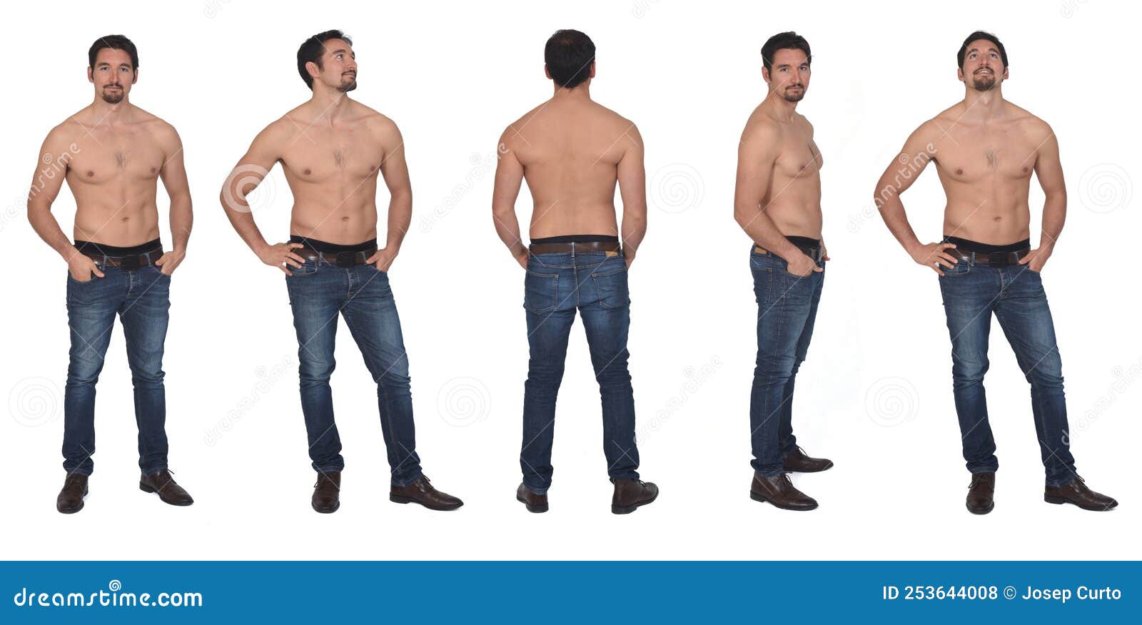 Various Poses of a Shirtless of Same Man Stock Photo - Image of chest ...