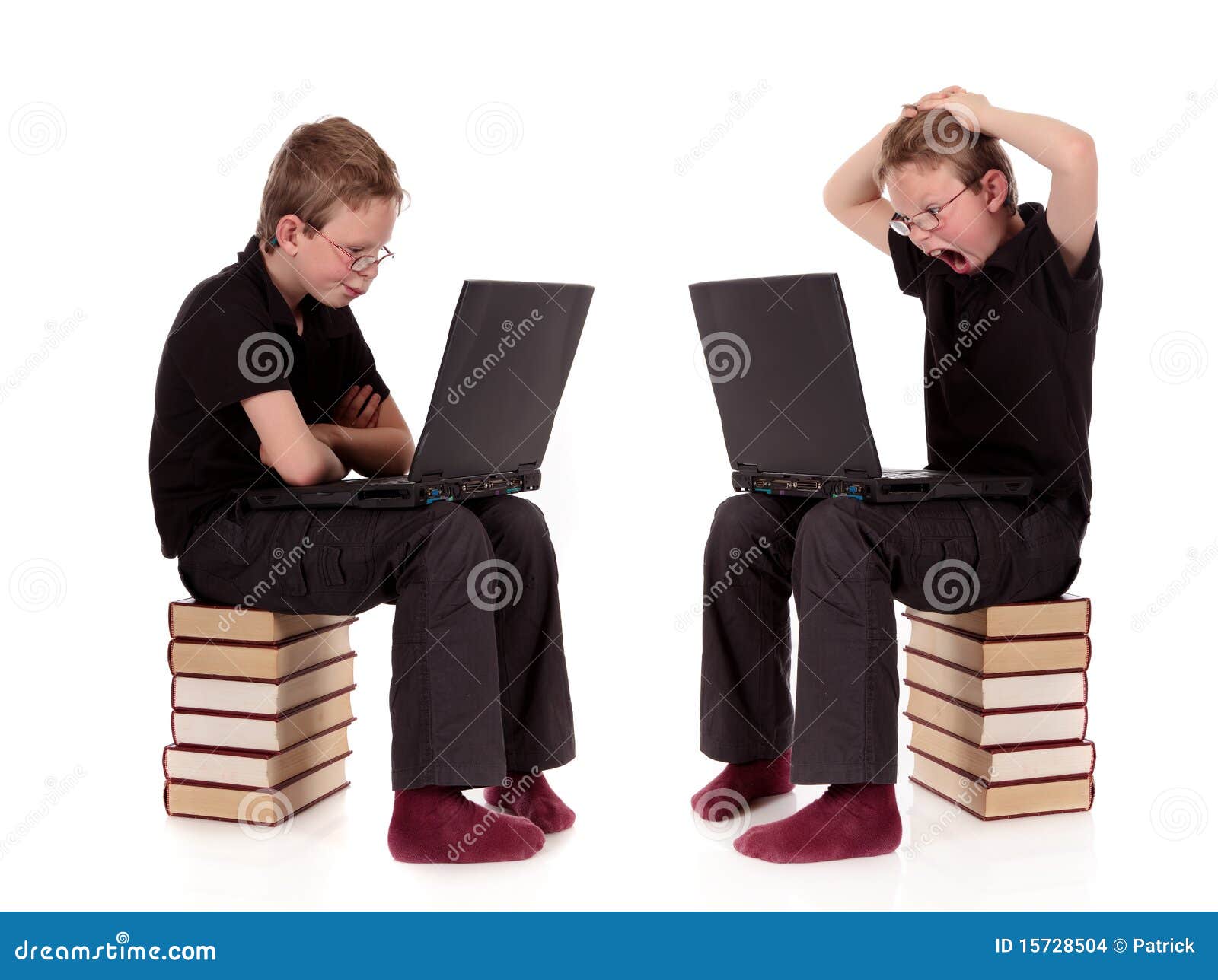 Various Poses Young Child Laptop Stock Photo - Image of grade, prodigy ...
