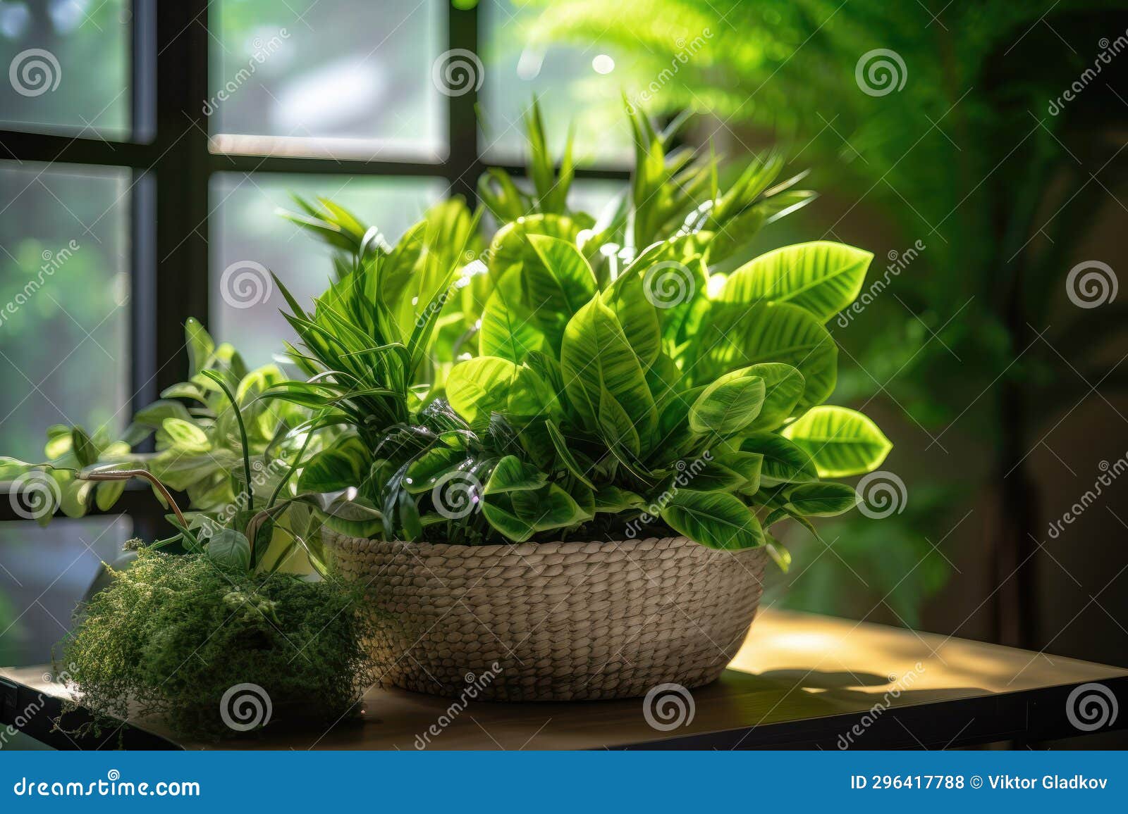 Various Potted Plants on the Sunny Windowsill. Generative AI Stock ...