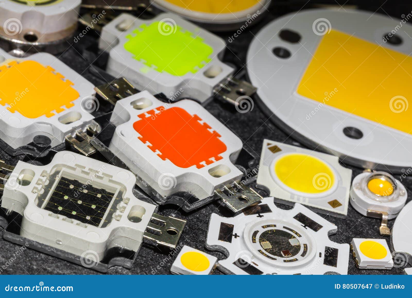 Various Powerful Color 10W LED Chips and a Few Smaller Chips Stock ...