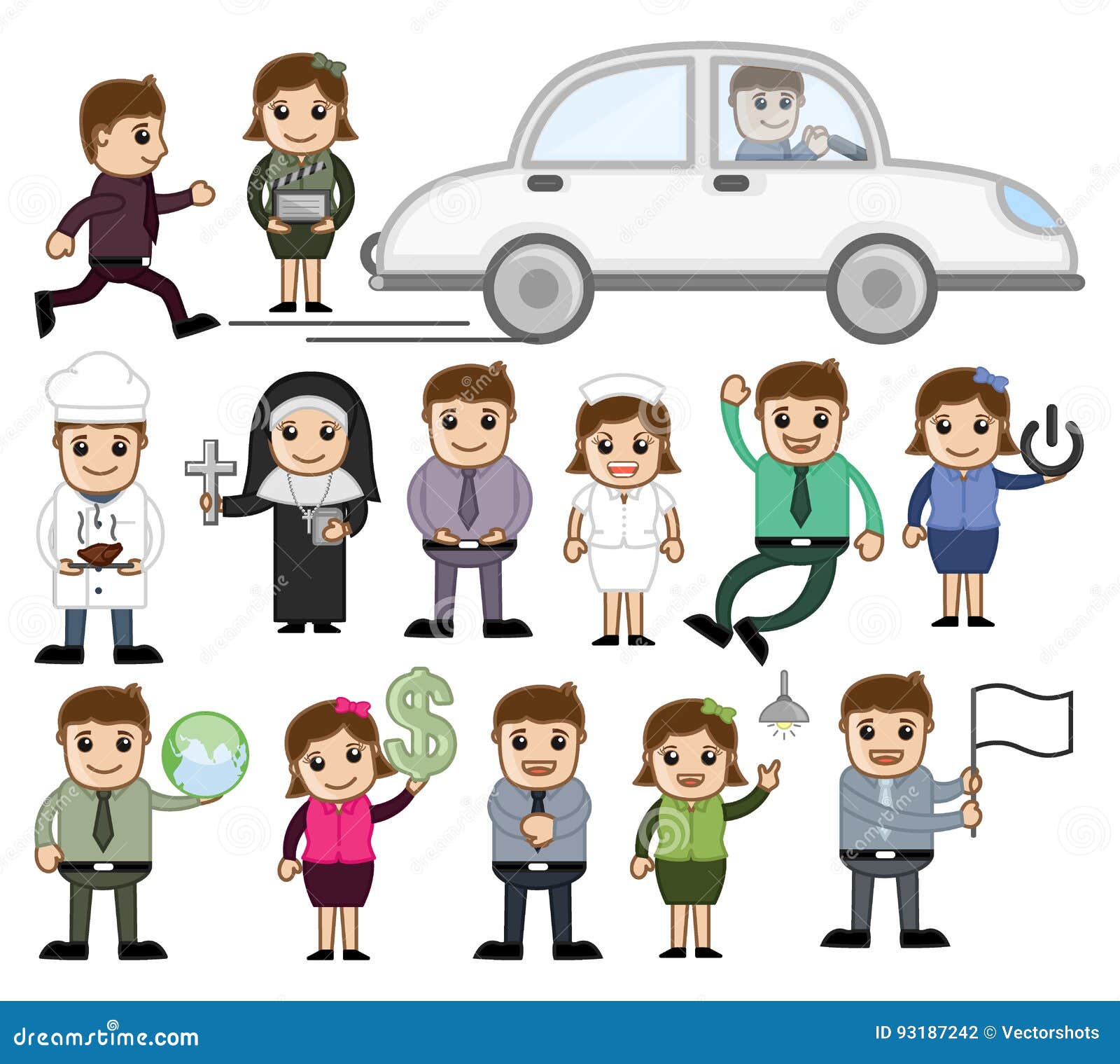 Various Profession Cartoon People Stock Vector - Illustration of nurse ...