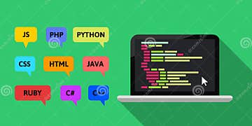 Programming Languages Concept in Colorful Flat Design Stock Vector ...