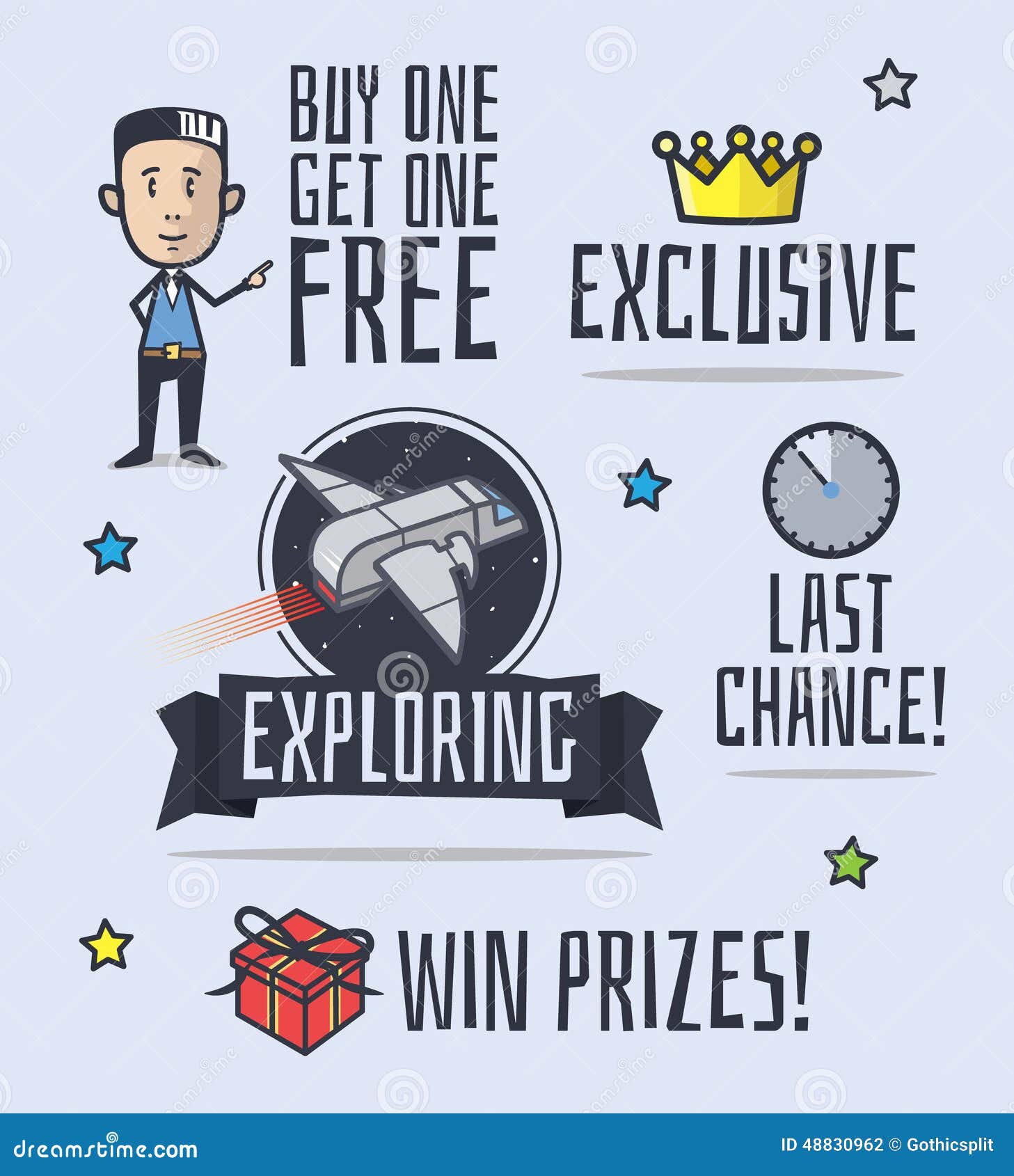 Various Promo Cartoon Elements Stock Vector - Illustration of object ...