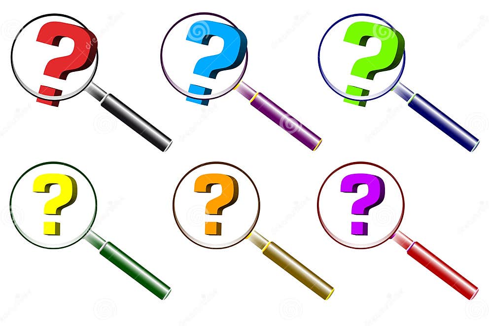 Various Question Mark and Magnifier Stock Vector - Illustration of ...