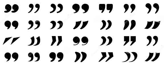 Various Quotation Mark Styles in Black on White Background Stock Vector ...