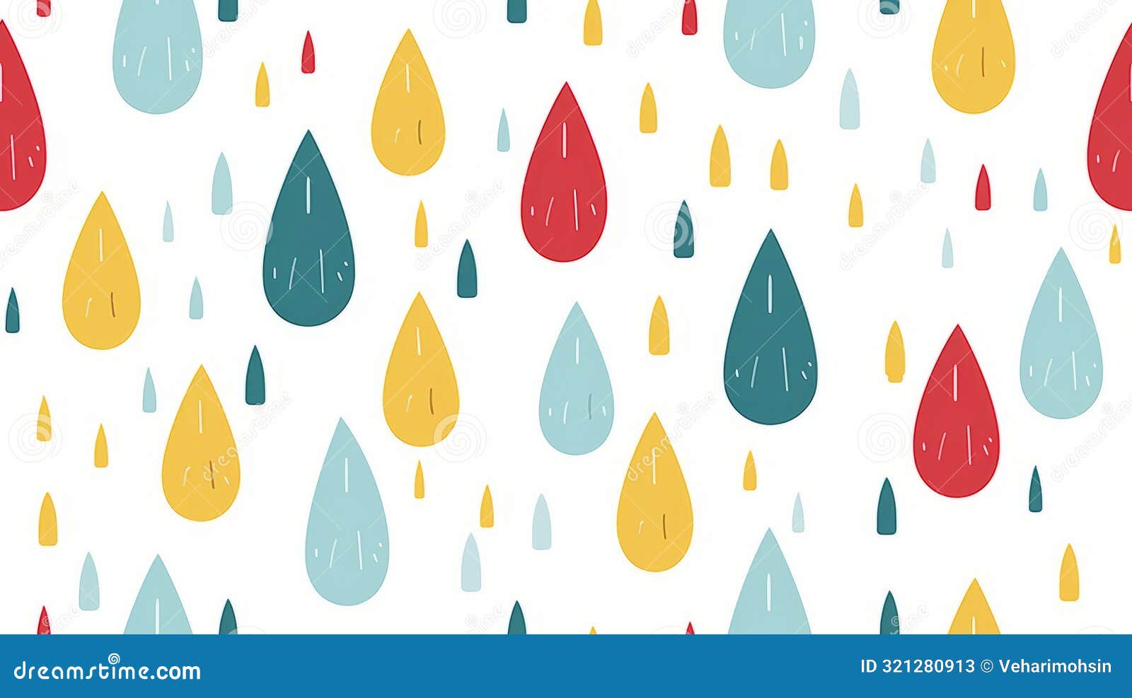 Various Raindrops Falling Pattern Background Design. Childish ...