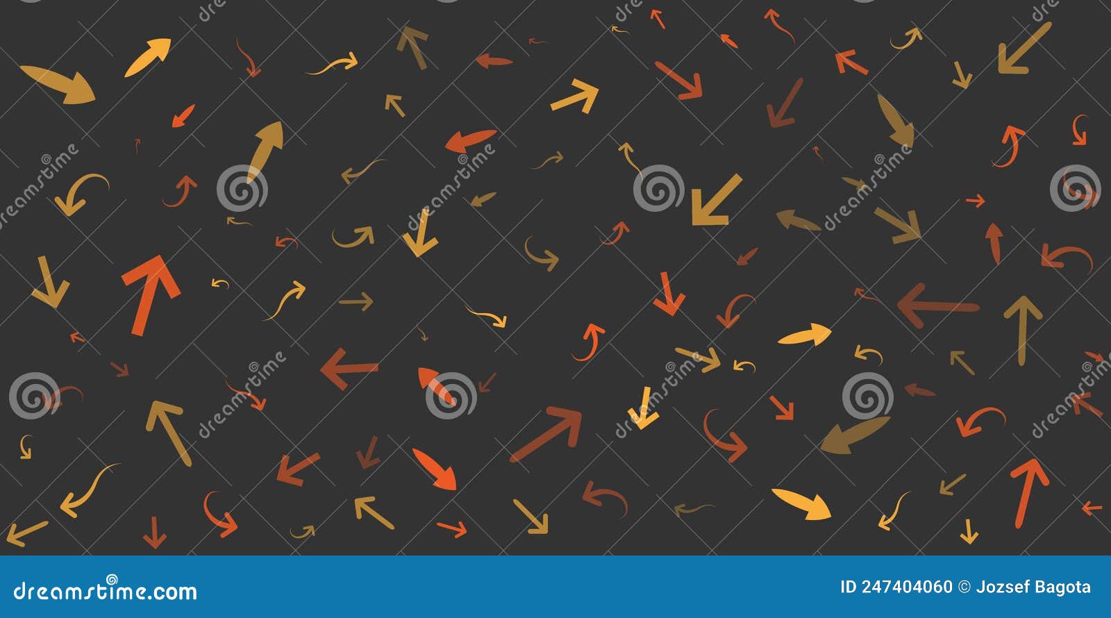 Various Randomly Placed, Colored and Shaped Brown 3D Arrow Symbols ...
