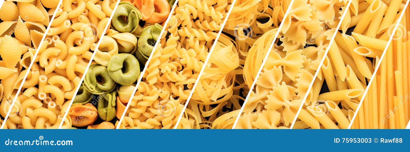 Various Raw Pasta Shapes Collage Stock Image - Image of traditional ...