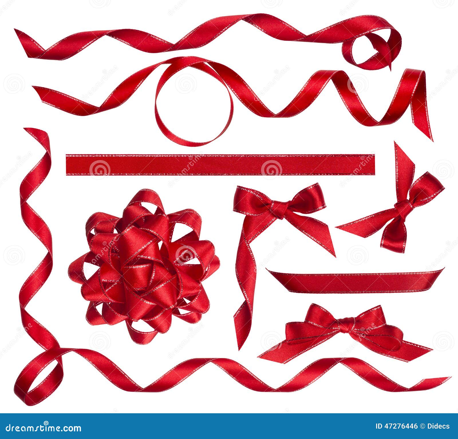Various Red Bows, Knots and Ribbons Isolated on White Stock Photo ...
