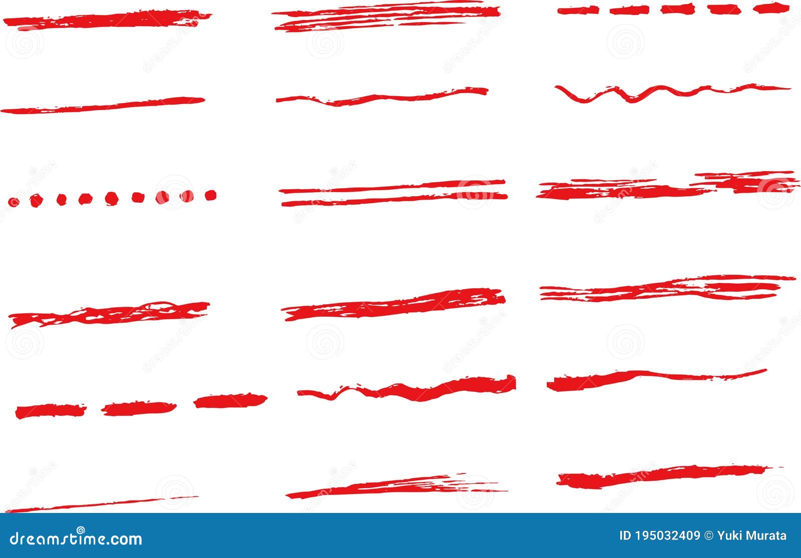 Various Red Rough Lines Written with a Brush Set Stock Vector ...