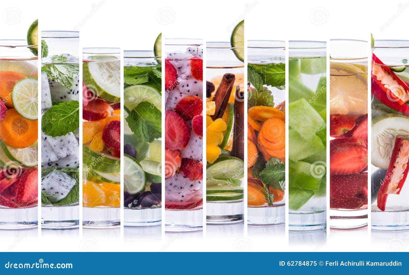 Various Refreshing Infused Water from Tropical Fruit Stock Image ...