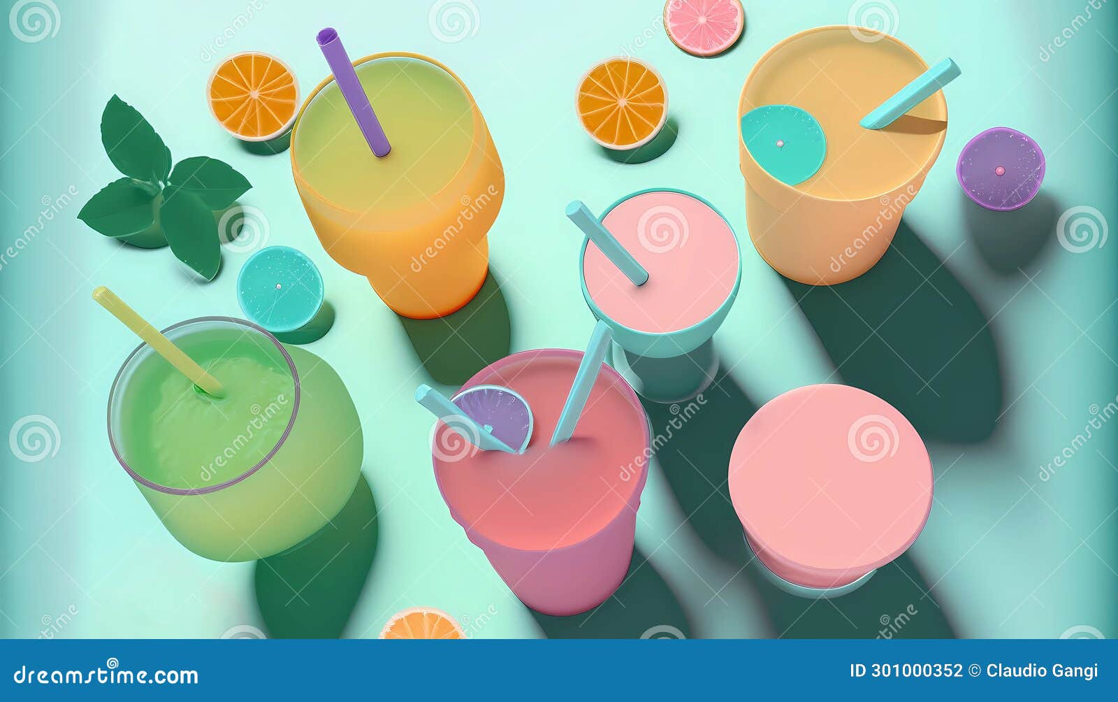 Various Refreshing Summer Drinks in Pastel Colors. Summer Time Stock ...