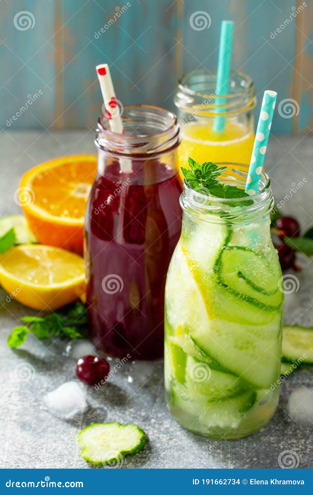 Various Refreshments Drinks - Detox Cucumber Water, Cherry Juice and ...
