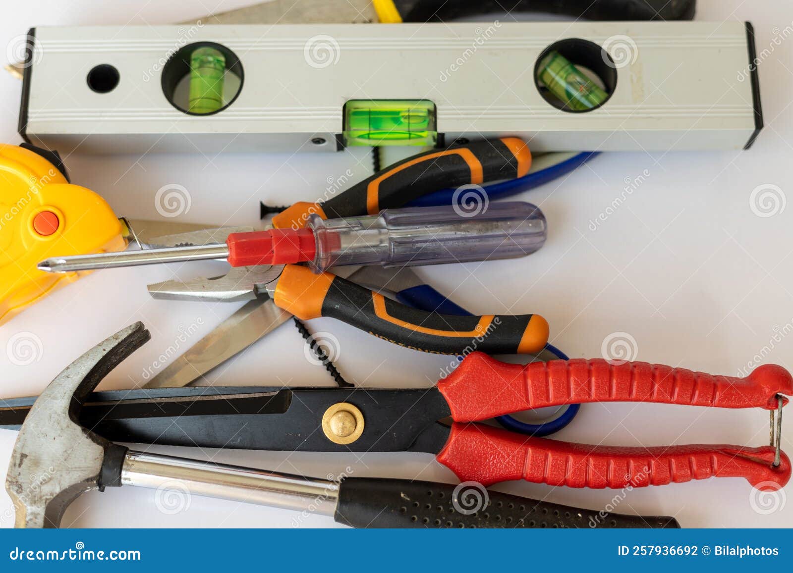 Various Renovation Instruments and Tools on White Isolated Background ...