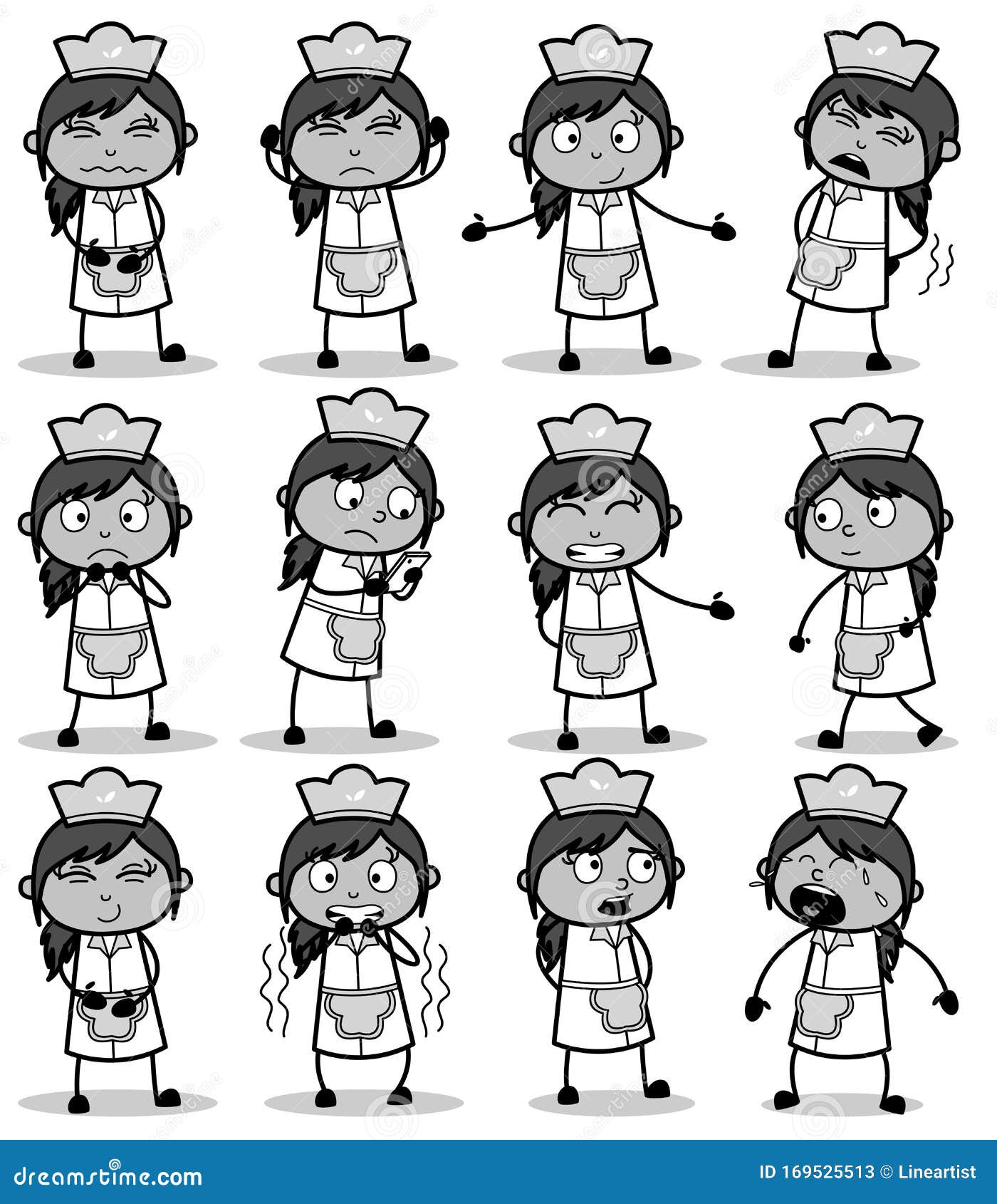 Various Retro Female Cartoon Waitress - Set of Concepts Vector ... Various Retro Female Cartoon Waitress - Set of Concepts Vector ...