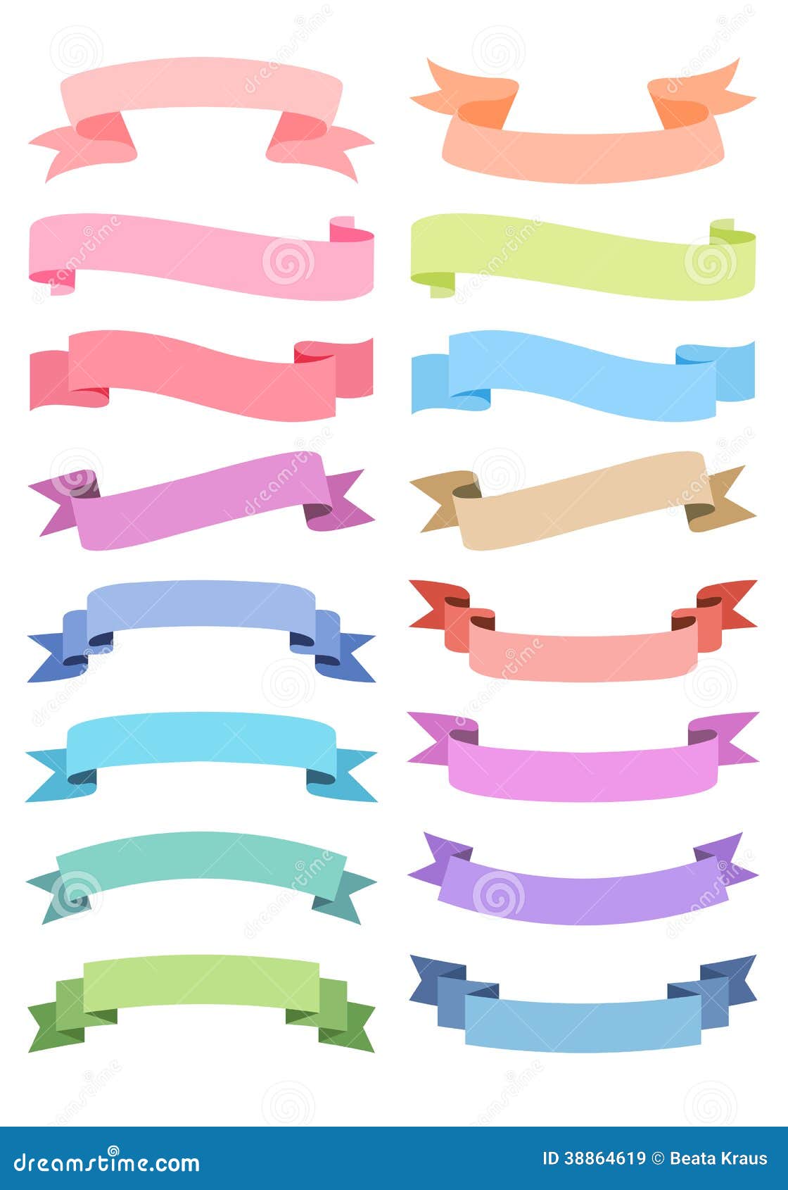 Various ribbon set, stock illustration. Illustration of collection ...