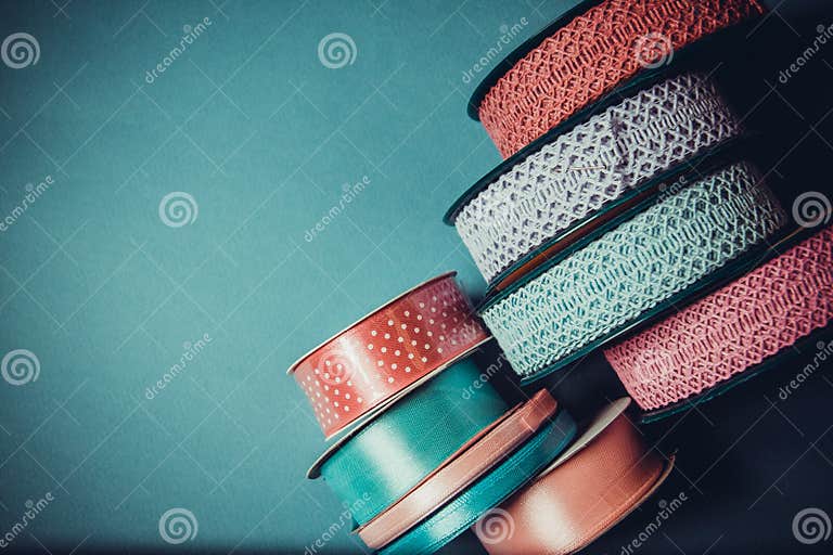 Various Ribbons for Scrapbooking Stock Image - Image of roll, lilac ...