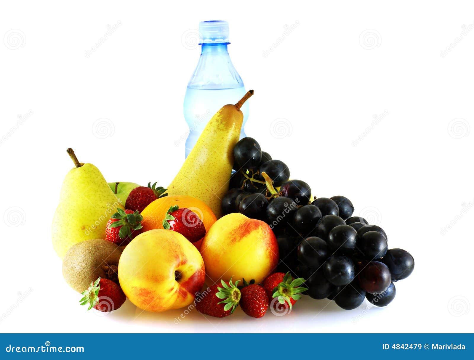 Various of Ripe Fresh Fruits with Bottle of Water Stock Image - Image ...