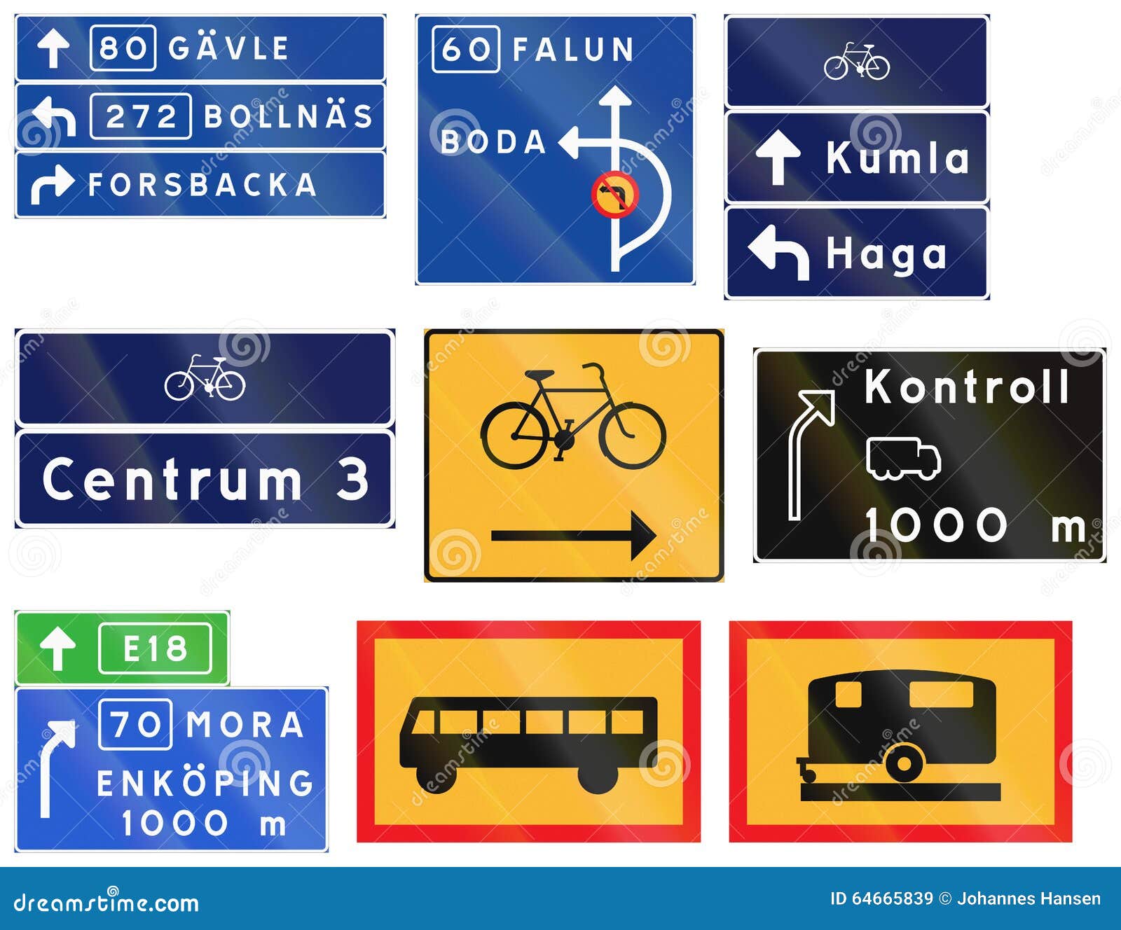 Various Road Signs Used in Sweden Stock Illustration - Illustration of ...