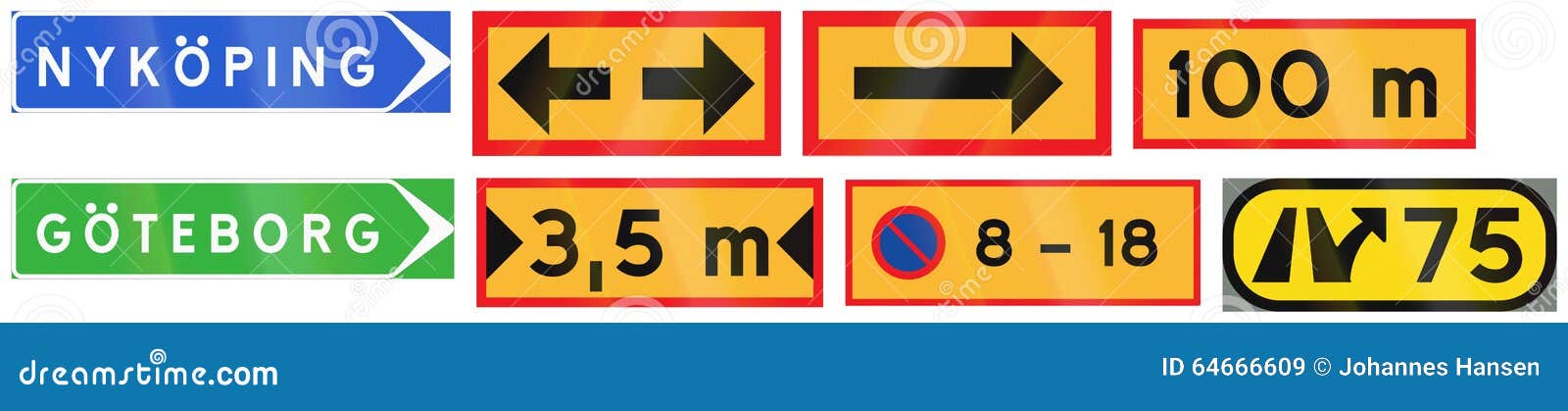 Various Road Signs Used in Sweden Stock Illustration - Illustration of ...