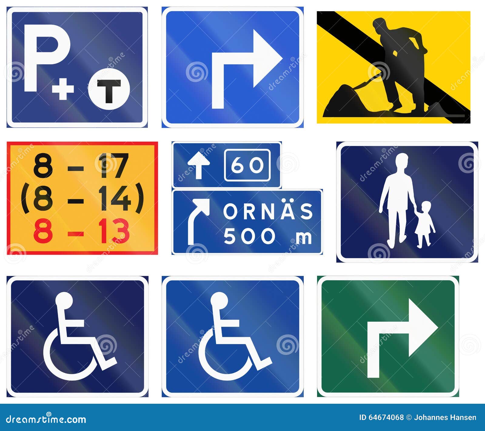 Various Road Signs Used in Sweden Stock Illustration - Illustration of ...