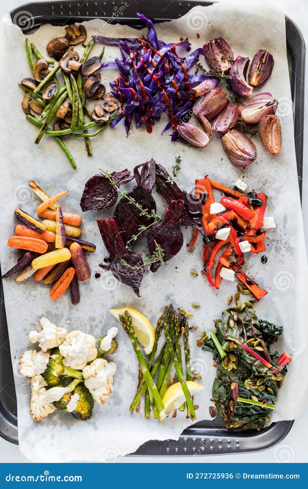 Various Roasted and Steamed Vegetables with Assorted Toppings. Stock ...