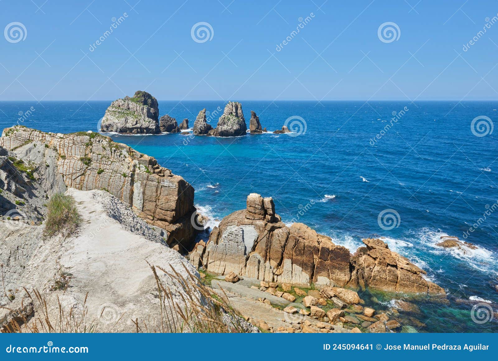 Various Rock Formations on Cliffs in Northern Spain Stock Image - Image ...
