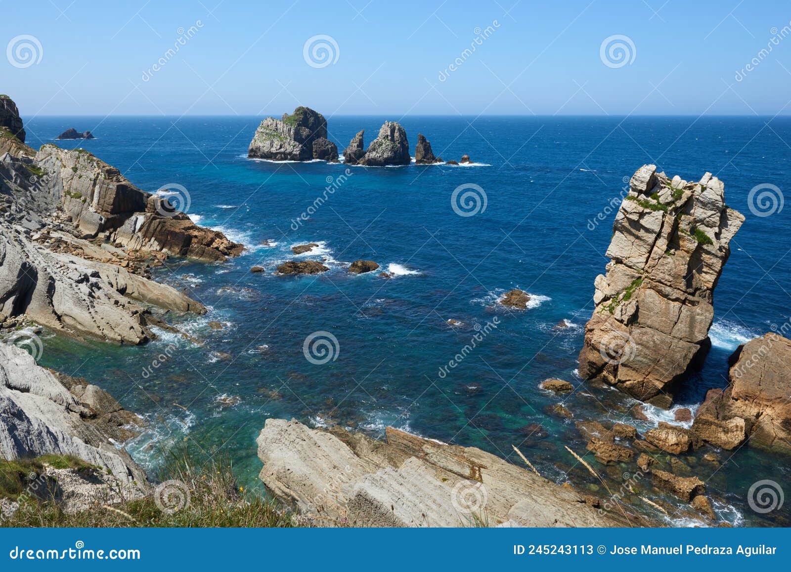 Various Rock Formations on Cliffs in Northern Spain Stock Image - Image ...