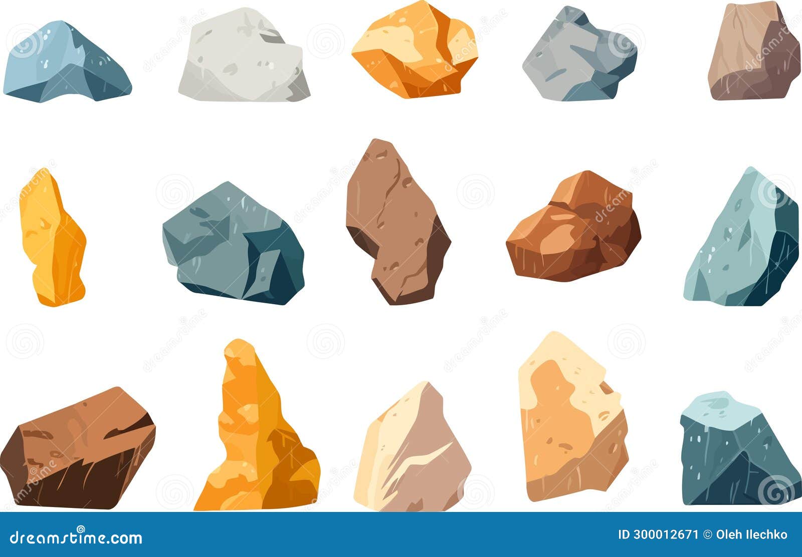Various Rocks Set Isolated Vector Style Illustration Stock Vector ...