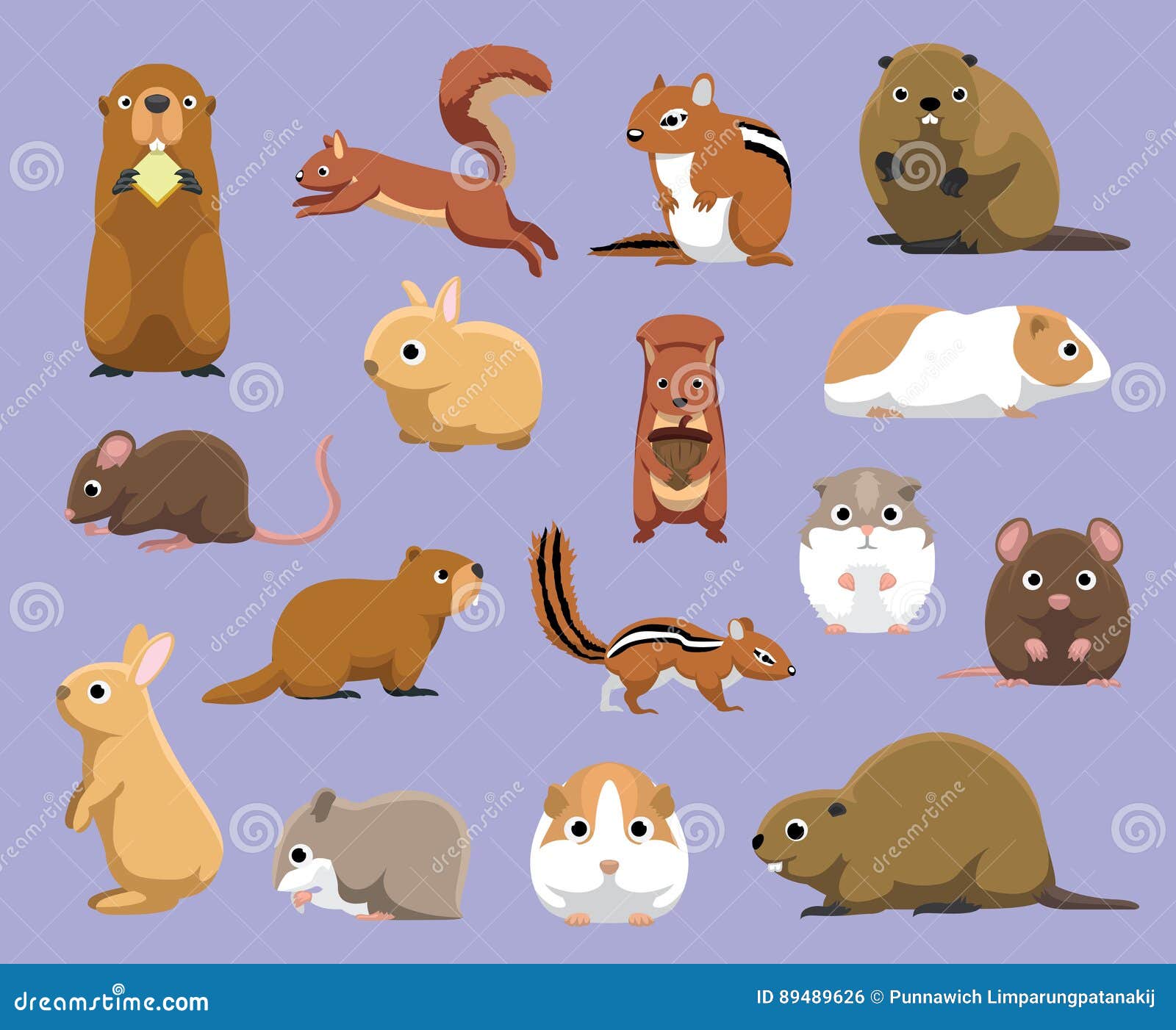 Various Rodents Cartoon Vector Illustration Stock Vector - Illustration ...