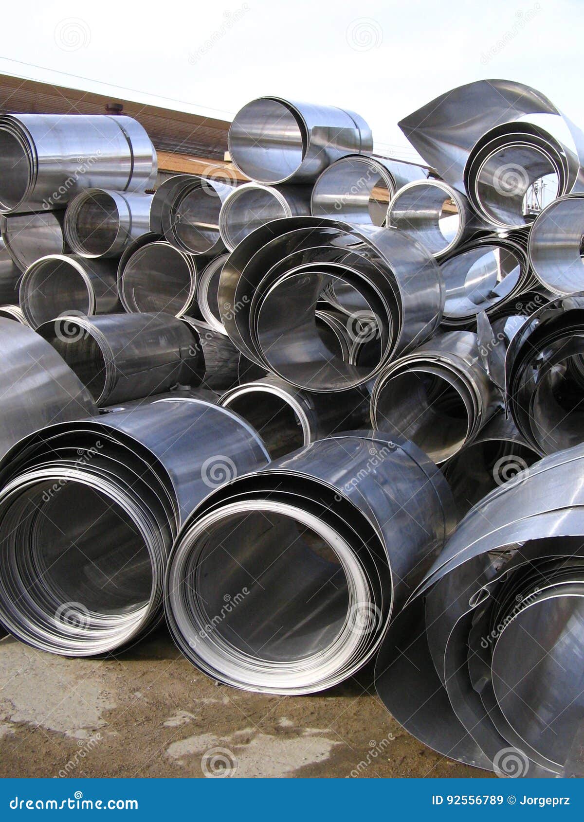 Various Rolled Aluminum Rolls in Scrap Yard. Stock Image - Image of ...