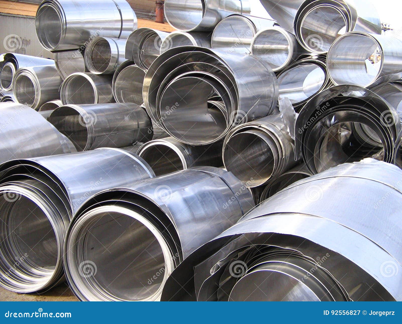 Various Rolled Aluminum Rolls in Scrap Yard. Stock Image - Image of ...