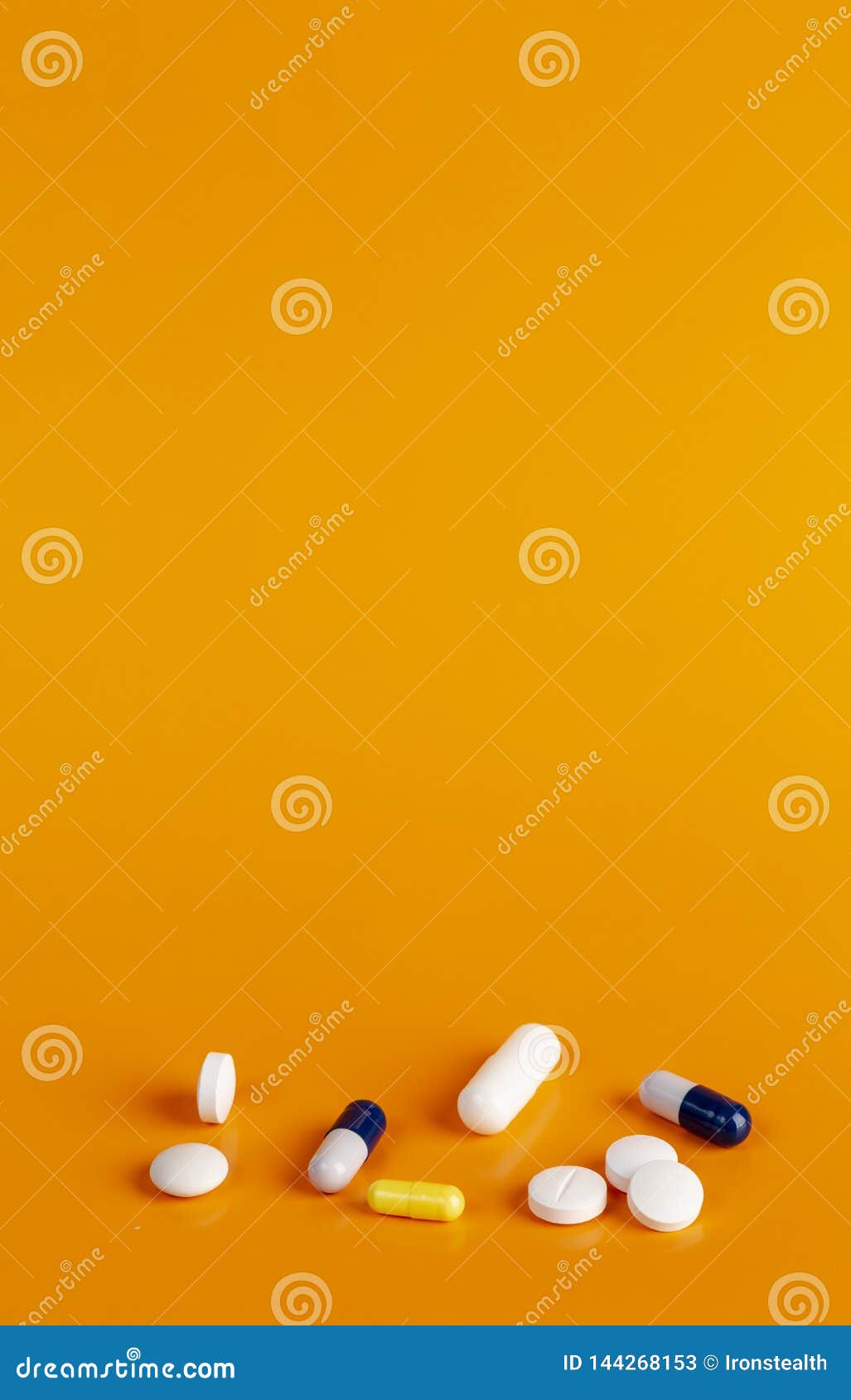 Various Round White Pills and Colour Capsules Stock Image - Image of ...