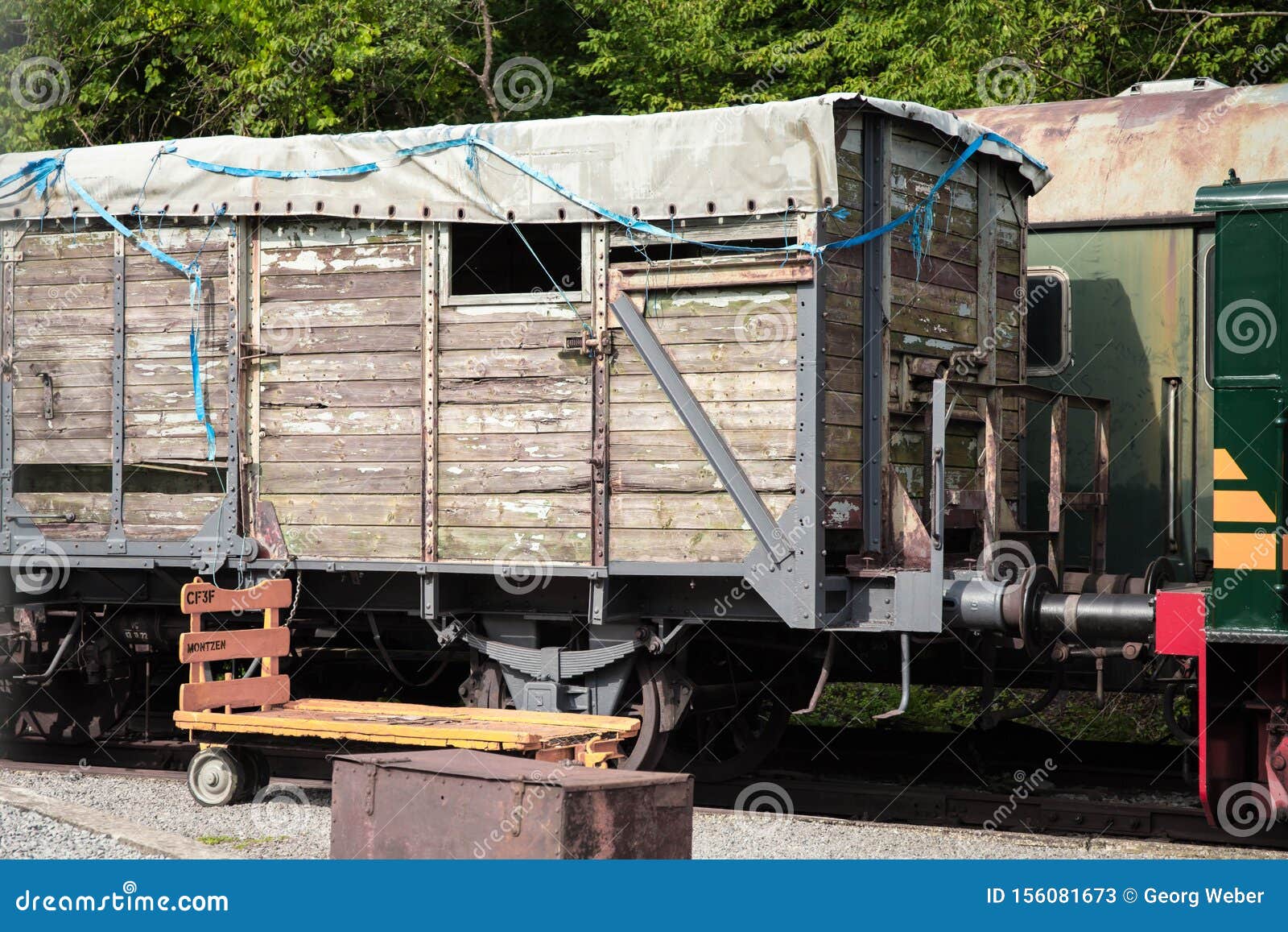 Various Rusted Wagons and Train on the Tracks Stock Image - Image of ...